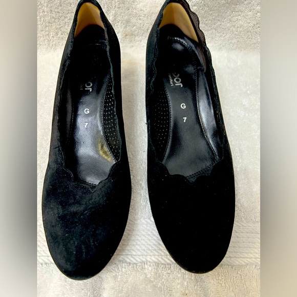 Gabor | Shoes | Fabulous Gabor Black Suede Scalloped Block Heel Shoe ...